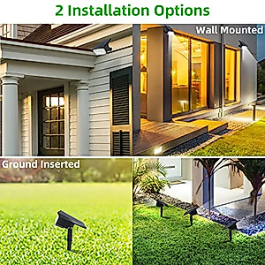 VERCIFO Solar Spot Lights Outdoor, 46LED Bright Solar Spotlight, IP65 Waterproof Solar Landscape Lights, Auto On/Off 3 Brightness Modes Solar Outdoor Lights for Garden Walkway 2 Pack Cold White