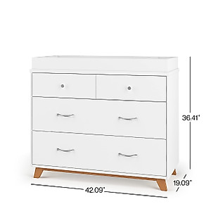 Child Craft SOHO 3 Drawer Dresser with Changing Topper for Nursery or Bedroom, Plenty of Storage, Anti-Tip Kit Included to Prevent Tipping, Non-Toxic, Baby Safe Finish (White/Natural)