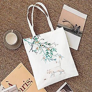 Yuroochii 12 Pack Canvas Tote Bag Reusable Grocery Bags 14.2x11.8 Inch Sublimation Polyester Screen Printing Blank Canvas Tote Bag Durable Bag for Creative DIY Gift, Crafting and Embroidering