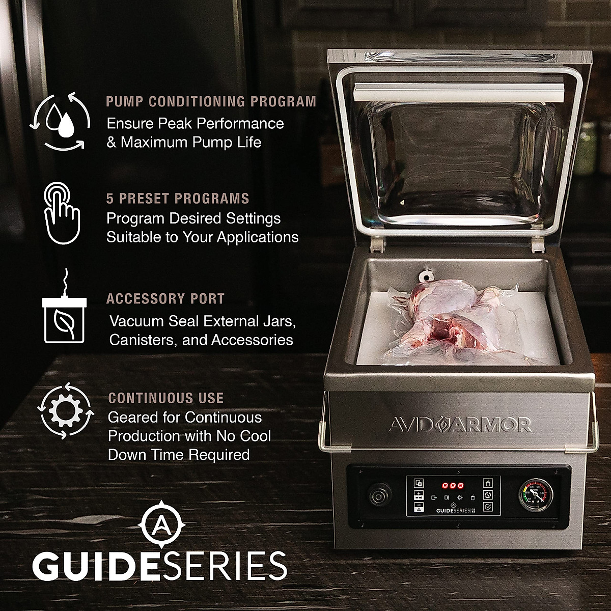 Avid Armor Chamber Vacuum Sealer GS41 Guide Series 10" Seal Bar Powered by Rotary Oil Pump, for Liquid-Rich Wet Foods, Cooking Sous Vide, Infusions/Pickling, Commercial Chamber Sealer (10" Seal Bar)