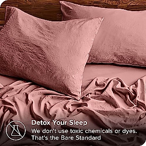 Bare Home Sandwashed Queen Sheet Set - Premium 1800 Ultra-Soft Microfiber Bed Sheets - Double Brushed - Hypoallergenic - Stain Resistant (Queen, Sandwashed Dusty Rose)