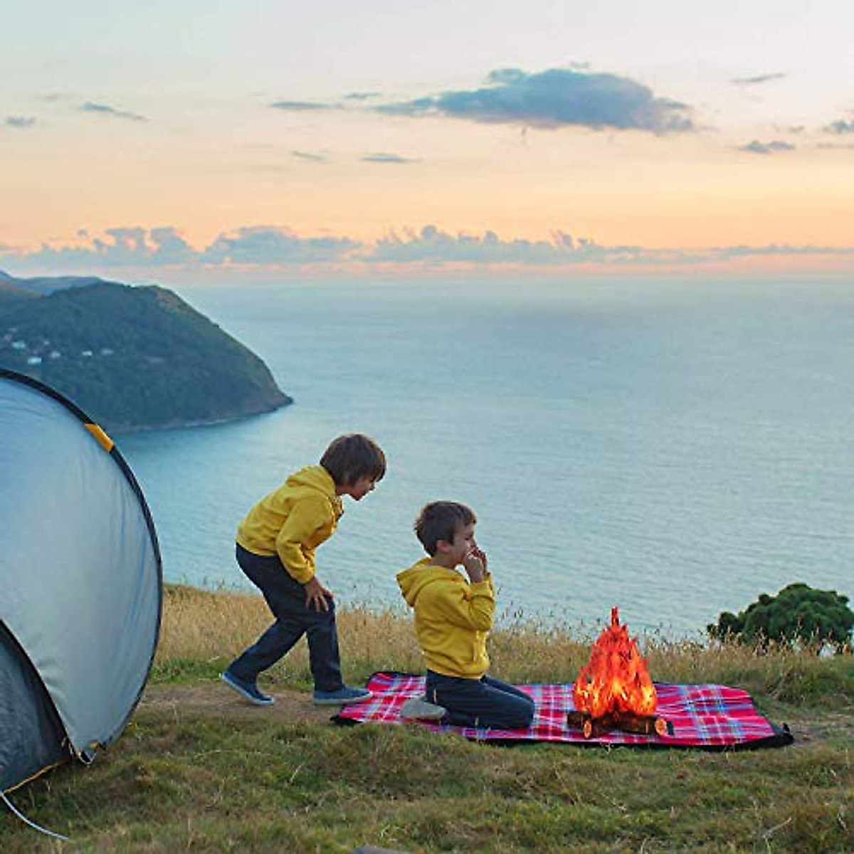 Boao 3D Decorative Cardboard Campfire Centerpiece Artificial Fire Fake Flame Paper Party Decorative Flame Torch (Red Orange, 2 Set)