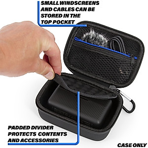 CASEMATIX Travel Case Compatible With DJI Mic 2 Wireless Microphone Kit or Original - Compact Lavalier Microphone Protection to Carry Lav Mic in Charging Case and Small Accessories