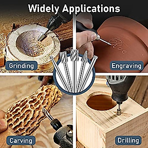 Engraving Router Bit Carving Bits, 20 PCS HSS Rotary Tool Accessories Rotary Bits Burr Set with 1/8’’(3mm) for DIY Woodworking, Carving, Engraving, Drilling