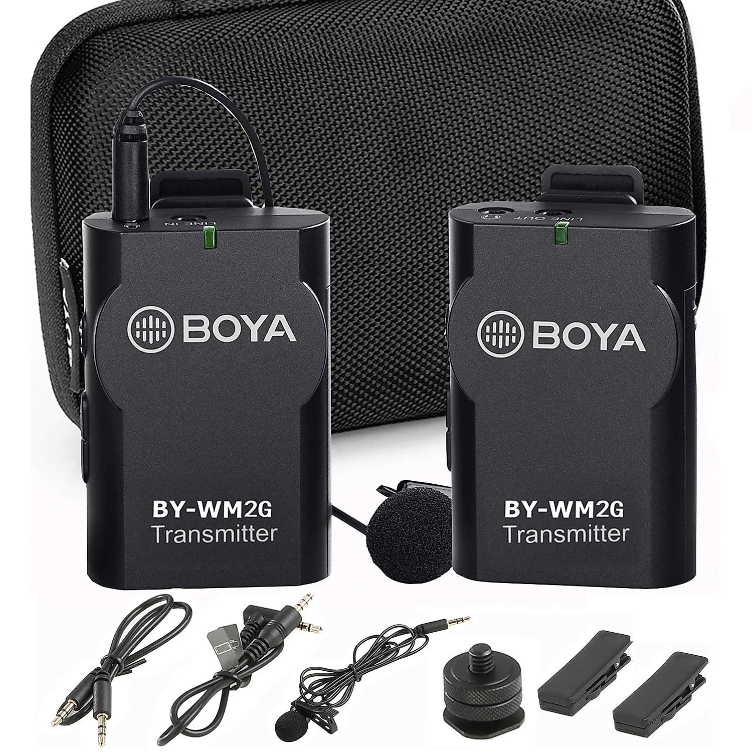 BOYA Wireless Microphone Lavalier for Smartphone Camera GoPro, BY-WM2G Mic for iPhone 11 10 X 8 8 Plus 7 6,Canon 6D 600D Nikon D800 D3300 Sony A7 A9 DSLR GoPro Hero4 Hero3 Hero3+ Action Cameras