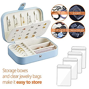 INSFIT Jewelry Box, Pu Leather Travel Jewelry Storage Case Mini Jewelry case Double Layer Small Jewelry Box for Women Girls Gift/Blue