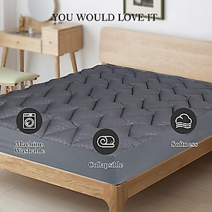 LantingMing, King Size Mattress Pad, Cooling Mattress Topper, Mattress Pad,King Mattress Protector, Mattress Topper King, 8-21” Deep Pocket (Gray, King78×80)