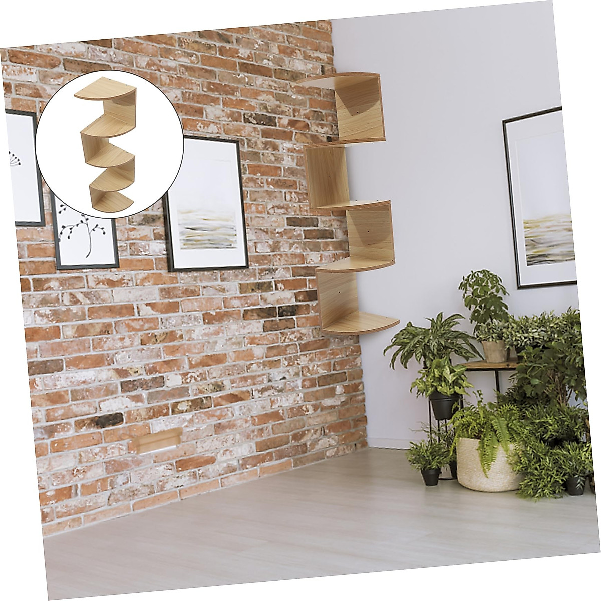 Abaodam Stylish Wooden Shelf Wall Mount Wooden Storage Rack Book Case 5 Layers