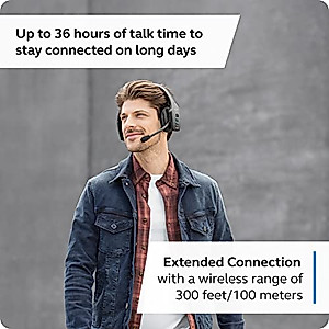 BlueParrott S650-XT Bluetooth – 2-in-1 Convertible Stereo to Mono Headset with Activated Noise Cancellation, Extended Wireless Range and IP54-Rated Protection, Black
