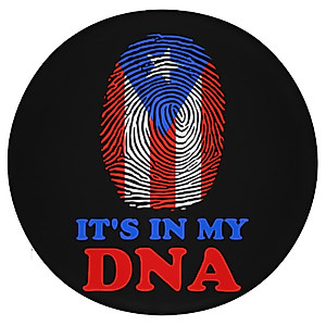 Puerto Rico Flag It's in My DNA Seat Round Memory Foam Cushion Print 15 Inches Chair Pad for Home Kitchen Office