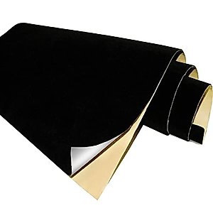 Black Self Adhesive Velvet Fabric Sticky Felt Sheets for Art & Crafts, Jewelry Box, Drawer Liners- 2PCS x (17.3" x 39.3")