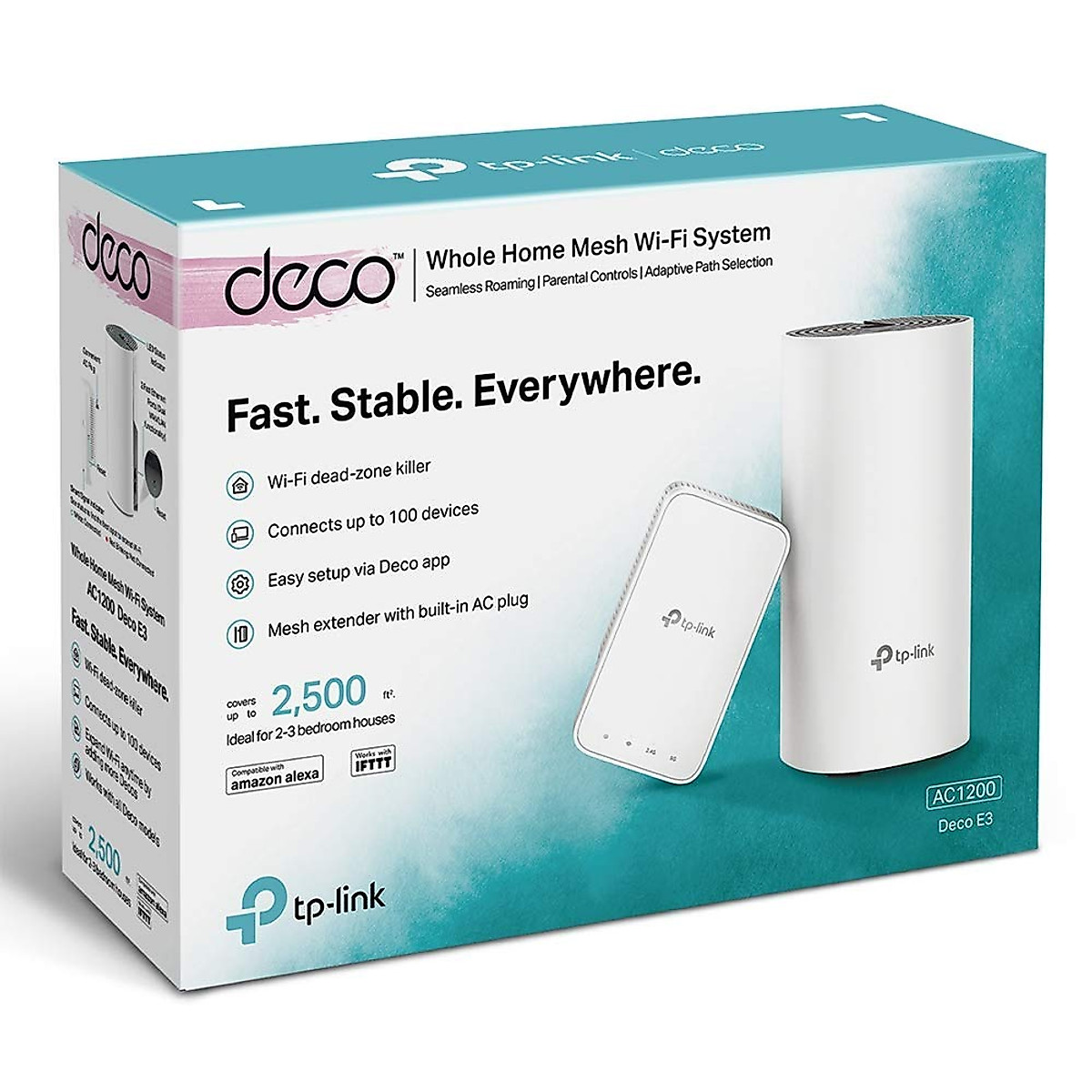 TP-Link Deco E3(2-Pack) AC1200 Whole Home Mesh WiFi System (Renewed)