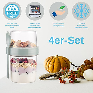 IDOBY Yogurt Containers with Lids 22 Oz, Take'n Go Breakfast Cups, Meal Prep Container, Parfait Cups with Lids, Cereal Storage Jars with Lids for Oatmeal Containers, Reusable Cups