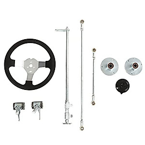 Go Karts Steering Wheel Kit - Tie Rod Joint Gear Rack Shaft Kit - Fits 100cc 125cc 140cc 150cc Go Kart Quad