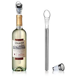 Wine Chiller Stick, Aerator Pourer and Stopper - 4 in 1-2 Pack - Stainless Steel - Cools Wine for Hours - Aerates Red Wine While Pouring - Stops Drips - by DeVine