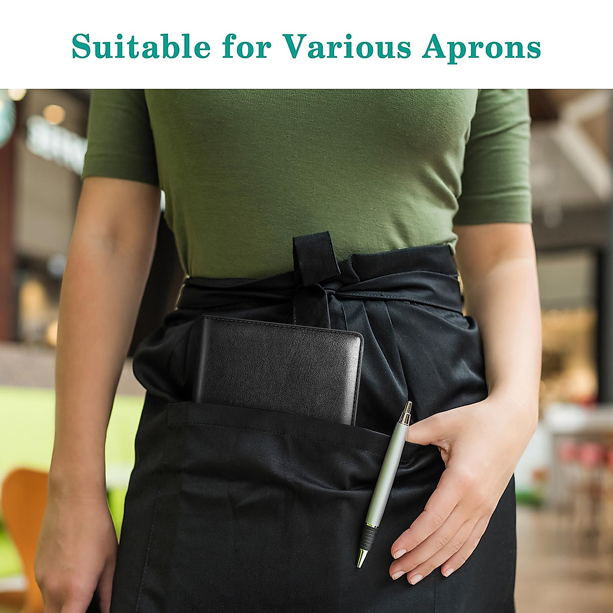 Fintie Server Book Organizer with Zipper Pocket, PU Leather Restaurant Guest Check Presenters Card Holder for Waitress, Waiter, Bartender (Black)