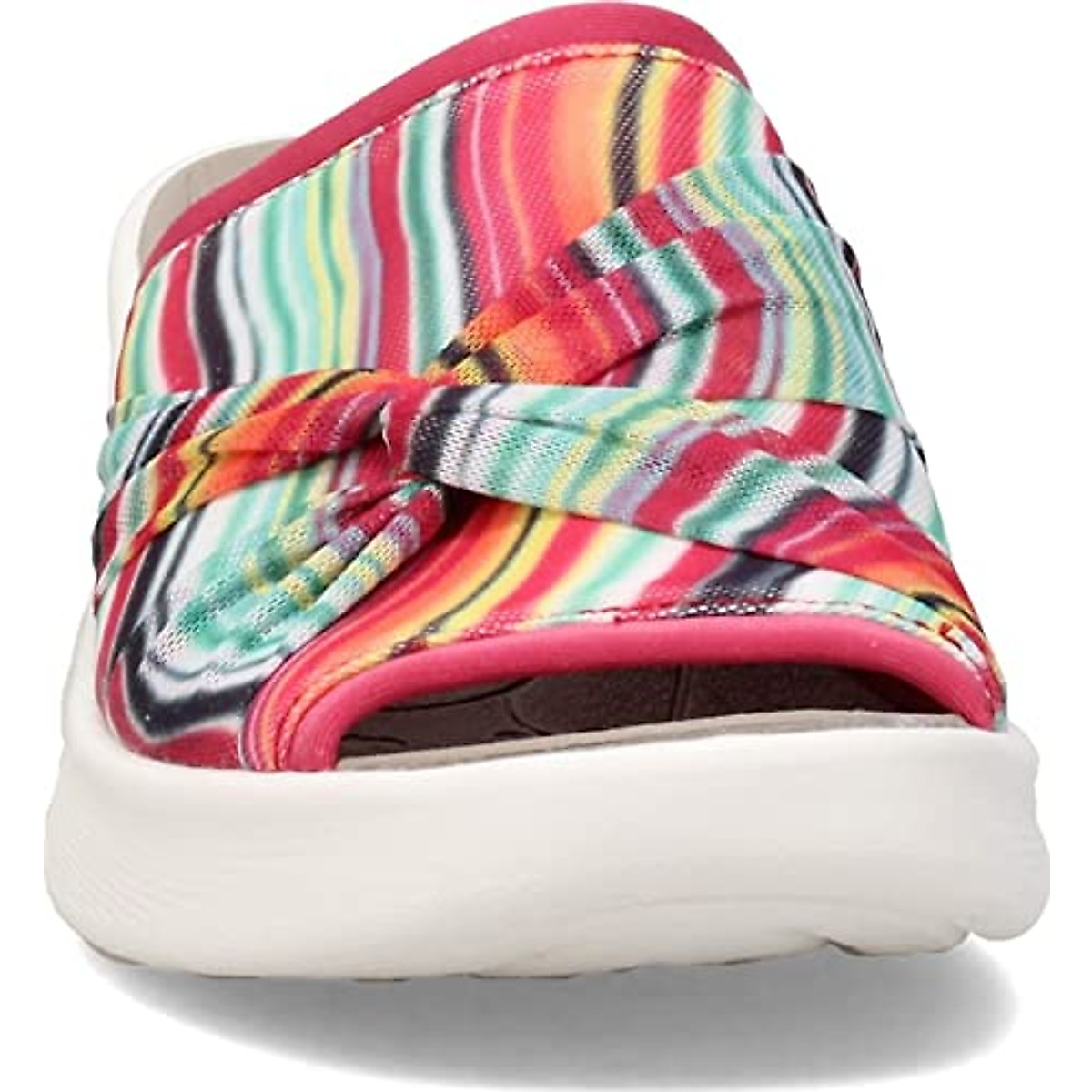 BZees Women's Smile II Slide Sandal, Wave Stripe, 8.5