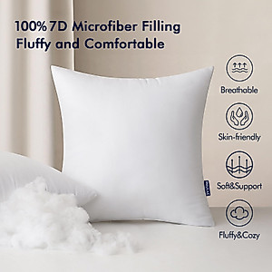 MIULEE Pack of 4 18x18 Inch Outdoor Pillow Inserts Waterproof Decorative Throw Pillow Insert, Square Lumbar Garden Pillow Form for Patio Sofa Couch