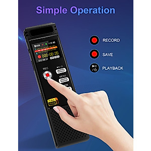 48GB Digital Voice Recorder:Voice Activated Recorder with Playback,1536KBPS Digital Audio Recorder with Build-in Microphones,Noise Reduction and 32GB TF Card for Lectures Meetings,Interviews
