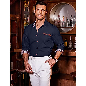 Coofandy Mens Casual Dress Shirt Button Down Shirts,Type 01 - Ultramarine Blue,Large