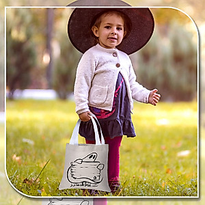 Moukeren 50 Pcs Canvas Tote Bag Bulk Mini DIY Blank Tote Sack Natural Plain Small Cotton Reusable Bag for Easter Gift(8 x 8 Inch)