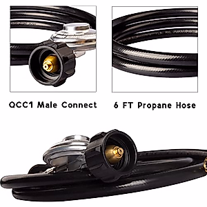 DOZYANT 6 Feet Propane Regulator and Hose for Blackstone 17inch and 22inch Table Top Griddle, Replacement Parts Connect to Large Propane Tank