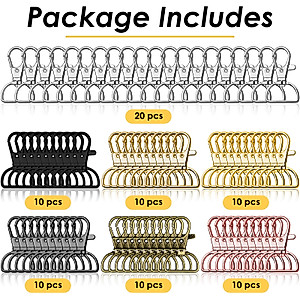Swivel Clasp Hooks, Anezus 80Pcs Key Chain Clip Hooks, D Ring Clip Lanyard Hardware for Keychain Making, Lanyard Making, Purse Hardware, DIY Craft (1” Inside Width)