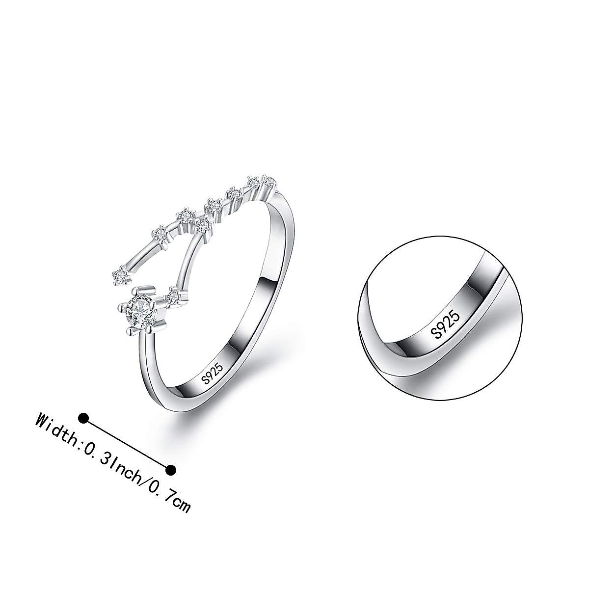 BriLove 925 Sterling Silver CZ Ring for Mom Women -Taurus Horoscope Zodiac 12 Constellation Astrology Adjustable Rings for Statement Valentines Day/Anniversary/Mothers Day/Birthday/Christmas