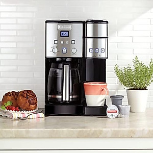 Cuisinart Single Serve + 12 Cup Coffee Maker, Offers 3-Sizes: 6-Ounces, 8-Ounces and 10-Ounces, Stainless Steel, SS-15P1