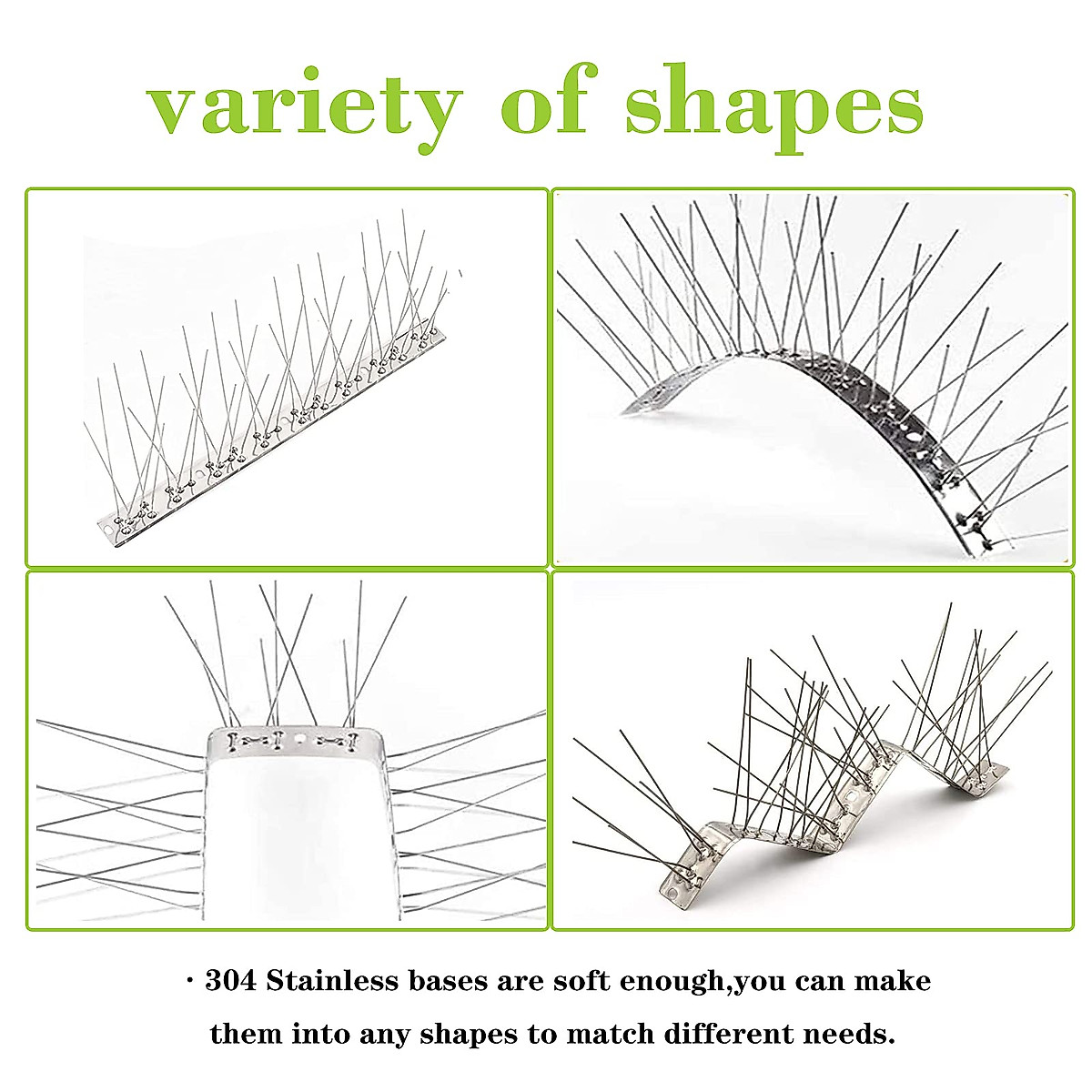 ZHENT Anti Bird Spikes for Pigeons and Small Birds,Full 304 Stainless Steel Bird Arrow Kit,21.6Ft Bird Deterrent Spikes Repellent Fence Spikes(20 Pack Uninstalled)