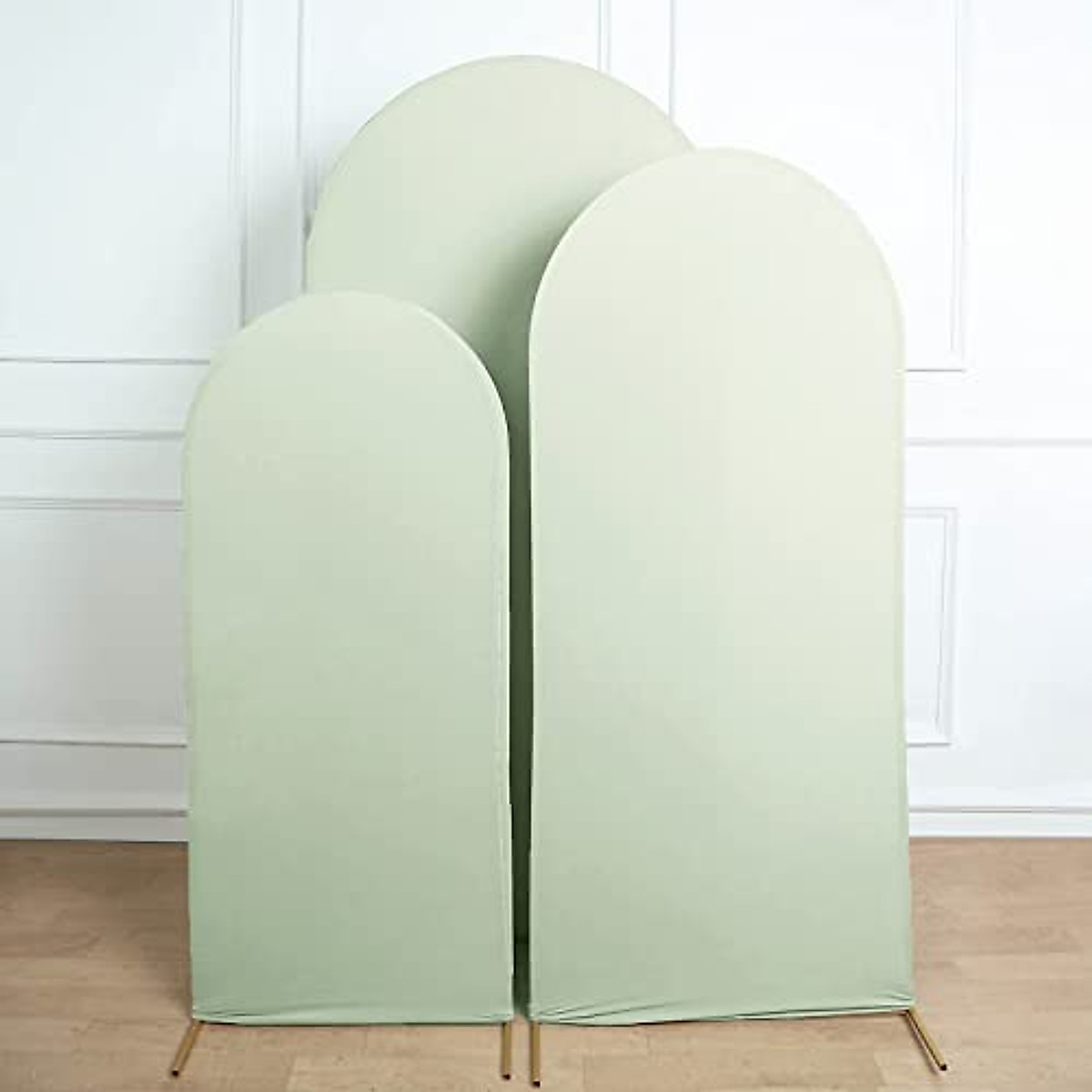 Efavormart Set of 3 | Matte Sage Green Spandex Fitted Wedding Arch Covers for Round Top Chiara Backdrop Stands - 5ft, 6ft, 7ft