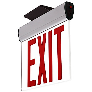 LFI Lights | New York City Approved Red Edge-Lit Exit Sign | Aluminum Housing | All LED | Single-Sided Clear Acrylic Panel | 8" Lettering | Hardwired w/Battery Backup | UL Listed | NYCELRT-R