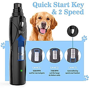 Dog Nail Grinder with Light & 2 Wheels, Low Noise More Powerful Dog Nail Clipper, Electric Pet Nail Trimmer File, Painless Paw Claw Care, Quiet USB Rechargeable Grooming Tool for L/M/S Dog/Cat/Bird