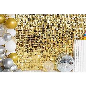 Kate 24pcs/Set Assembled Light Gold Shiny Sequins Wall Backdrop Panels Shimmer Photography Props for Birthday Wedding Party Decoration 30x30cm