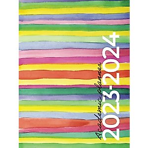 Academic Planner 2023-2024 Large | Modern Rainbow Watercolor: July - June | Weekly & Monthly | US Federal Holidays and Moon Phases