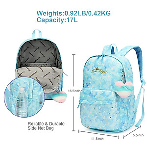 Netlmfg Kids Backpack for Girls Boys | Lightweight Backpack with DIY Cute Accessories | Toddler pack & Casual Bags - Light blue backpack(Girl Boy 6+ Years)
