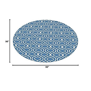 Nourison Jubilant Trellis Blue 8' x Round Area -Rug, Easy -Cleaning, Non Shedding, Bed Room, Living Room, Dining Room, Kitchen (8 Round)