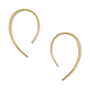 Humble Chic Upside Down Hoop Earrings - Hypoallergenic Lightweight Wire Needle Drop Dangle Threader Hoops for Women, Safe for Sensitive Ears, 1" inch - 18k Gold Plated