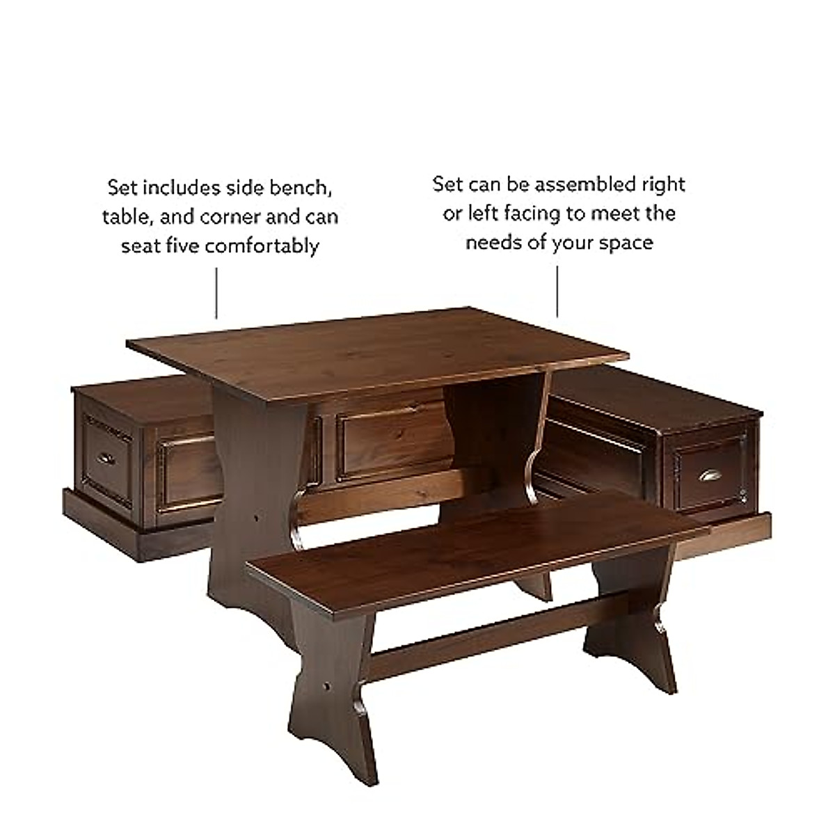 Linon Shipley Backless Nook, Walnut