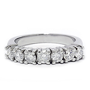 P3 POMPEII3 14k White Gold 1 Ct T.W. Round-Cut Natural Diamond Wedding Ring Women's Anniversary 7-Stone Band