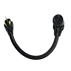 NEMA 10-50P to 14-50R 120V/240V 50 Amp 3 Prong Male Plug to 50 Amp 4 Prong Female Outlet Receptacle Generator RV Welder Dryer Power Cord Adapter