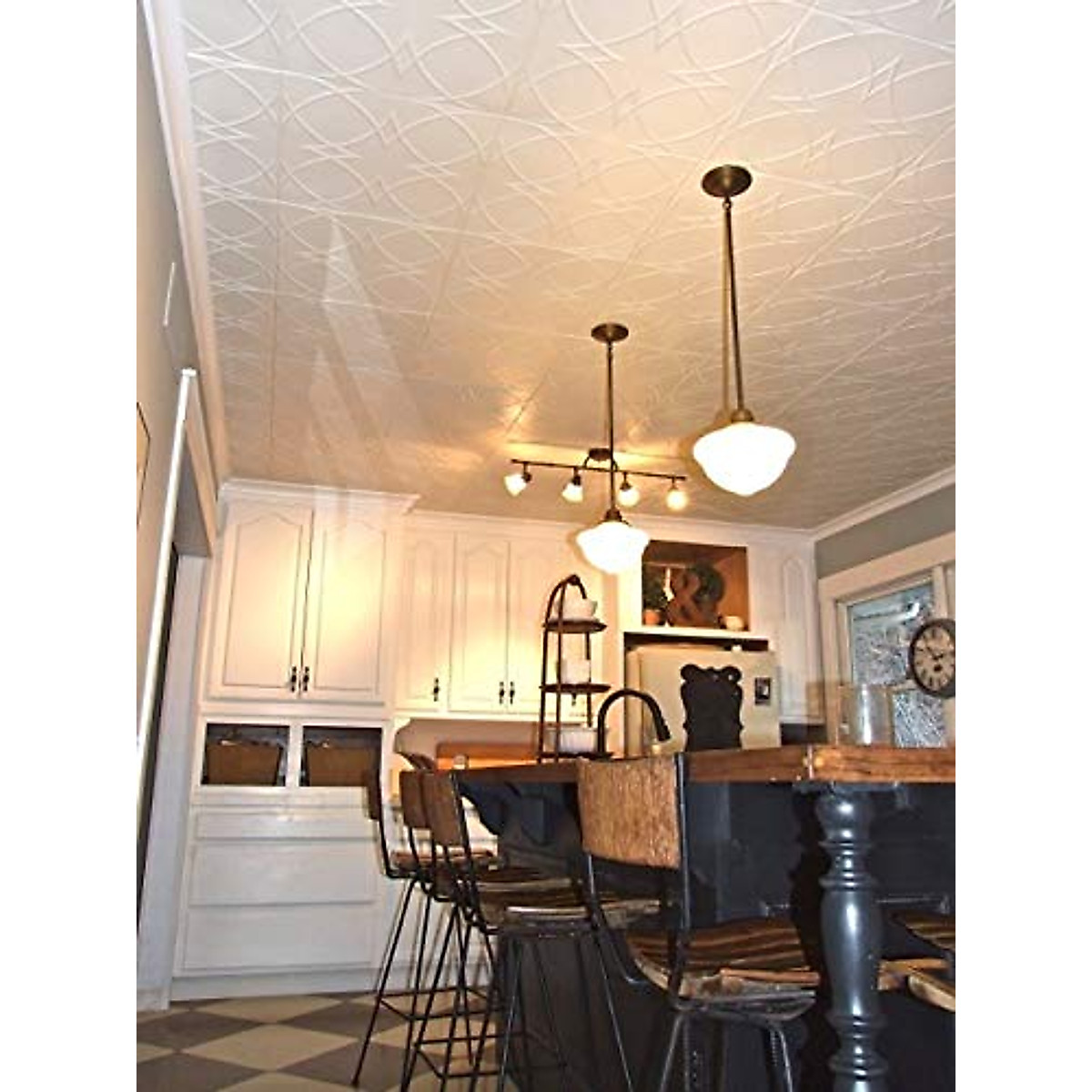 A La Maison Ceilings R82 Circles and Stars Foam Glue-up Ceiling Tile (128 sq. ft./Case), Pack of 48, Plain White