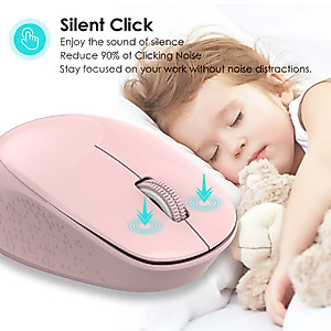 LeadsaiL Wireless Mouse for Laptop, 2.4GHz Silent USB Mouse, Slim Optical Mouse with 3 Buttons, 1600 DPI, Works with Windows, Mac, Chrome OS, Linux