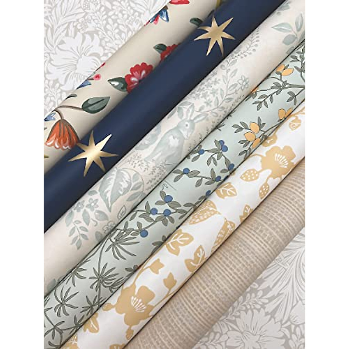 Erin & Ben Co. PSW1451RL Navy and Metallic Gold Star Splendor Premium Peel and Stick Wallpaper Blue