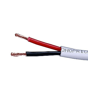Monoprice Access Series 16 Gauge AWG CL2 Rated 4 Conductor Speaker Wire/ Cable - 250ft Fire Safety In Wall Rated, Jacketed In White PVC material 99.9% Oxygen-Free Pure Bare Copper