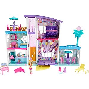 Polly Pocket Playset with 3-inch Doll & Party Accessories, Poppin' Party Pad Transforming Playhouse Toy