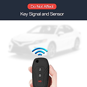 INFIPAR 2pcs Compatible with Ford Maverick F-150 F-250 F-350 F-450 F-550 Super Duty Lightning Ranger Bronco Expedition Escape Explorer Fusion EcoSport F-650 F-750 Key Fob Cover Case Key Chain