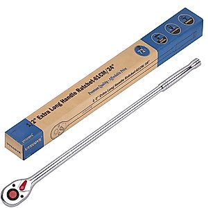 UYECOVE 1/2-Inch Drive Ratchet Wrench, 1/2 Ratchet Wrench Long Handle, Socket Wrench, 72-Tooth Quick-release Reversible Cr-Mo Head, Chrome Steel Made - 24''61cm