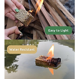 KAMVIVA Fire Starter for Fireplace, Made from Rice Straw, Burn Up to 10 Minutes, 100 Squares Natural Firestarter for Charcoal, Chimney, Pellet, Fatwood, BBQ Grill, Camping, Wood Stove, Tumbleweed