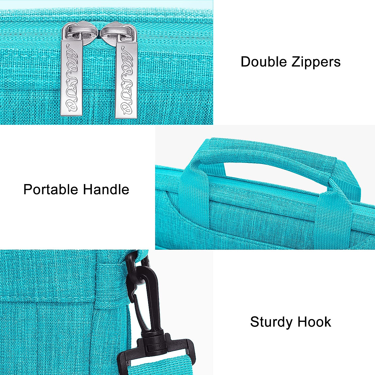 MOSISO Laptop Shoulder Messenger Bag Compatible with MacBook Air 15 inch M2 A2941/Pro 16 inch M3 A2991 M2 A2780 M1 A2485 A2141,15-15.6 inch Notebook with Adjustable Depth at Bottom, Hot Blue